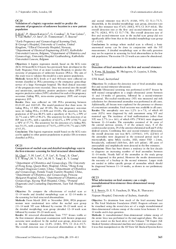 (PDF) OC22: Detection of fetal anomalies in the first and second trimesters