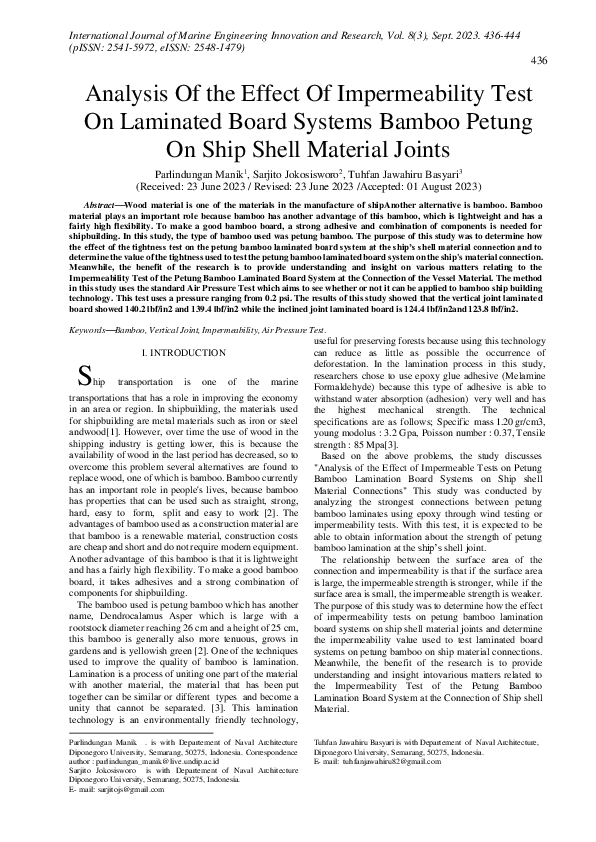 (PDF) Analysis Of the Effect Of Impermeability Test On Laminated Board ...