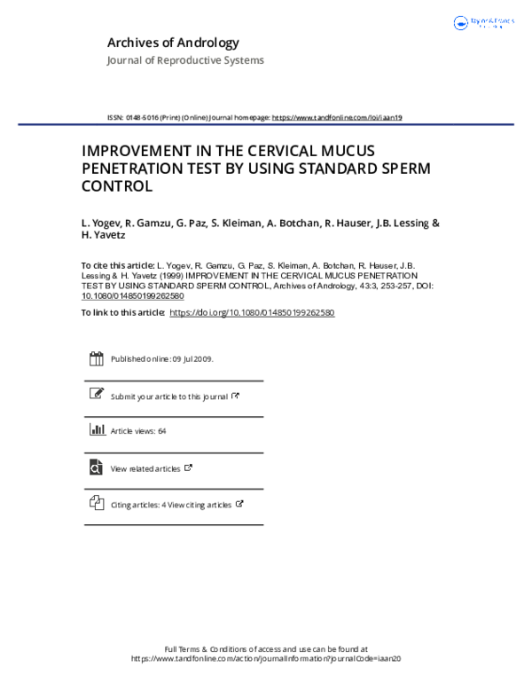(PDF) Improvement in the Cervical Mucus Penetration Test by Using ...