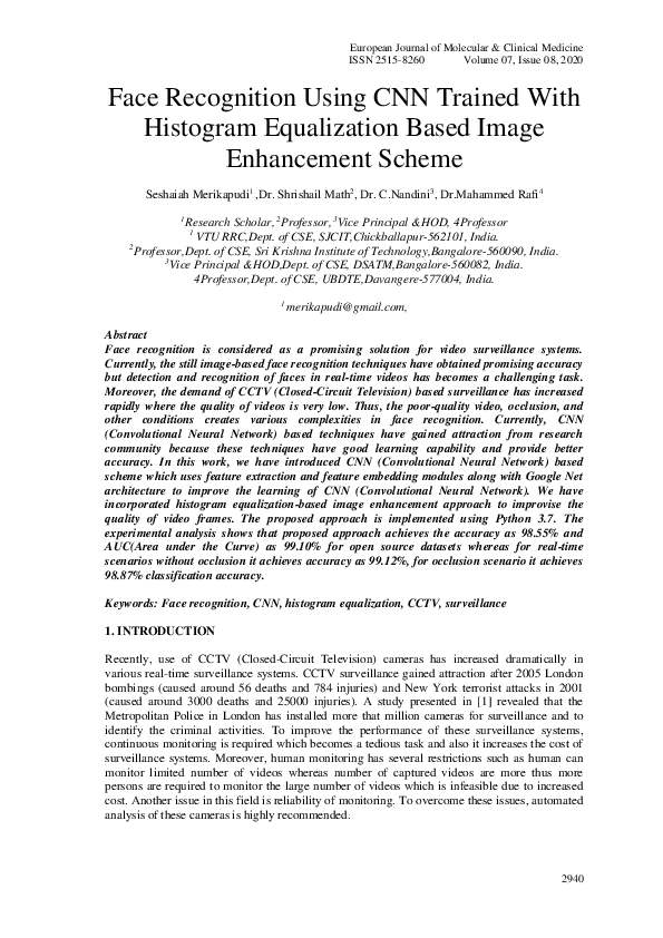 (PDF) Face Recognition Using CNN Trained With Histogram Equalization ...