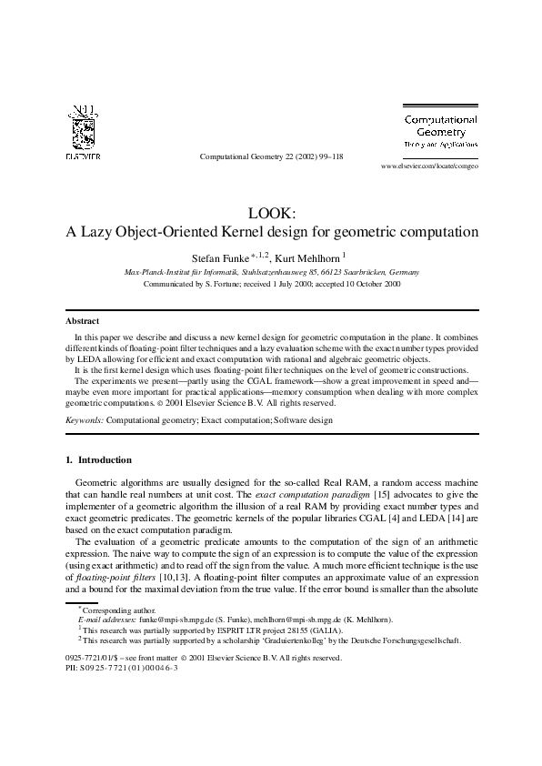 (PDF) LOOK: A Lazy Object-Oriented Kernel design for geometric computation