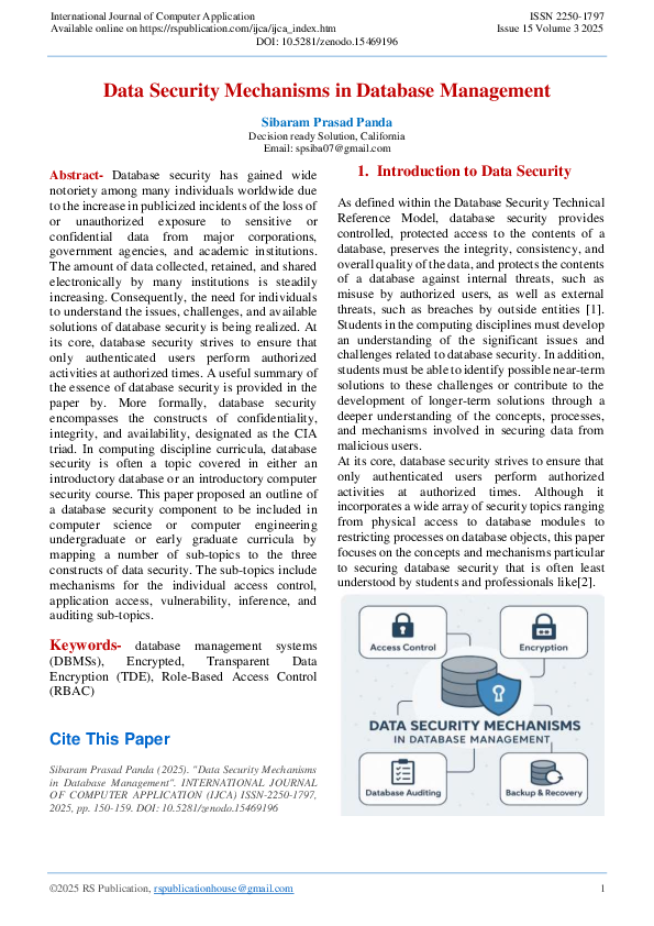 (PDF) Data Security Mechanisms in Database Management