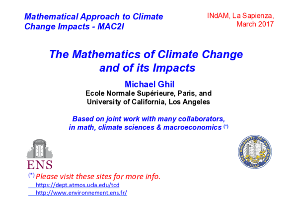 (PDF) The Mathematics of Climate Change and of its Impacts