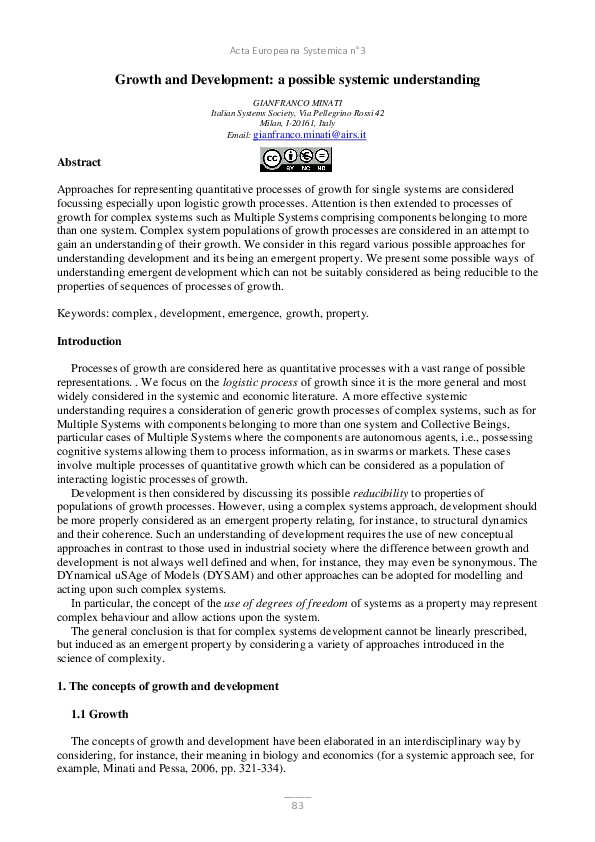 (PDF) Growth and Development: A possible systemic understanding