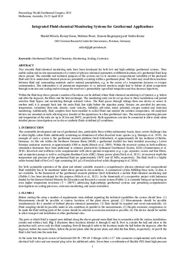 (PDF) Integrated Fluid-chemical Monitoring Systems for Geothermal ...