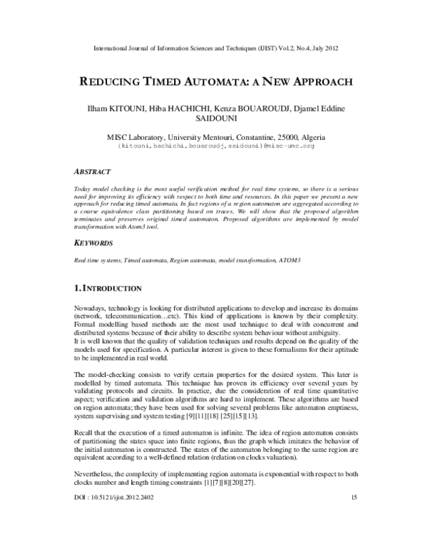 (PDF) Reducing Timed Automata: A New Approach