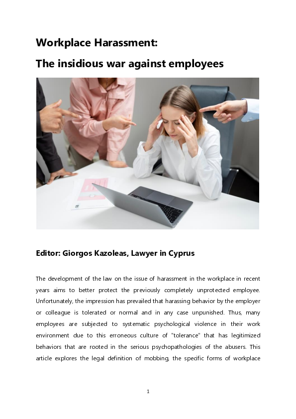 (PDF) Workplace Harassment: The insidious war against employees