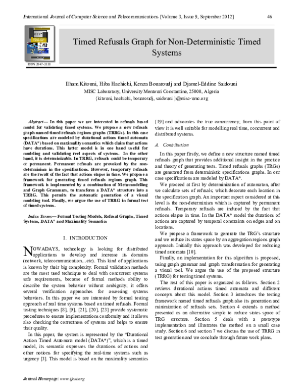(PDF) N Timed Refusals Graph for Non-Deterministic Timed Systems