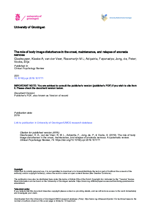 (PDF) The role of body image disturbance in the onset, maintenance, and ...
