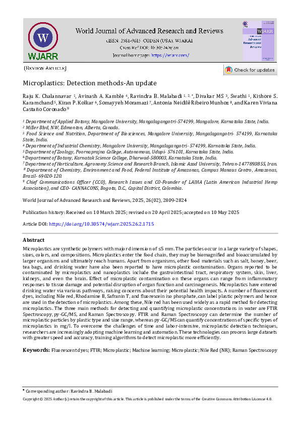 (PDF) Microplastics: Detection methods-An update