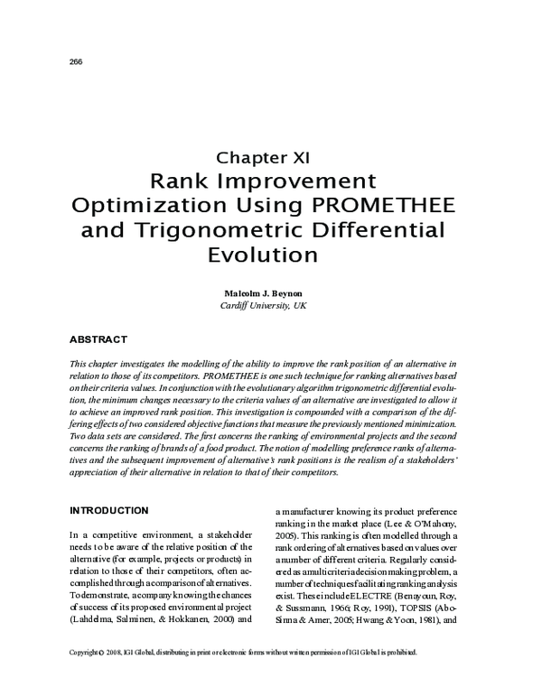 (PDF) Rank Improvement Optimization Using PROMETHEE and Trigonometric Differential Evolution