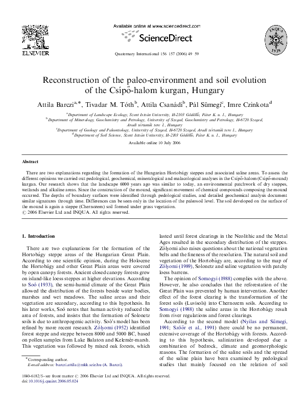 (PDF) Reconstruction of the paleo-environment and soil evolution of the ...