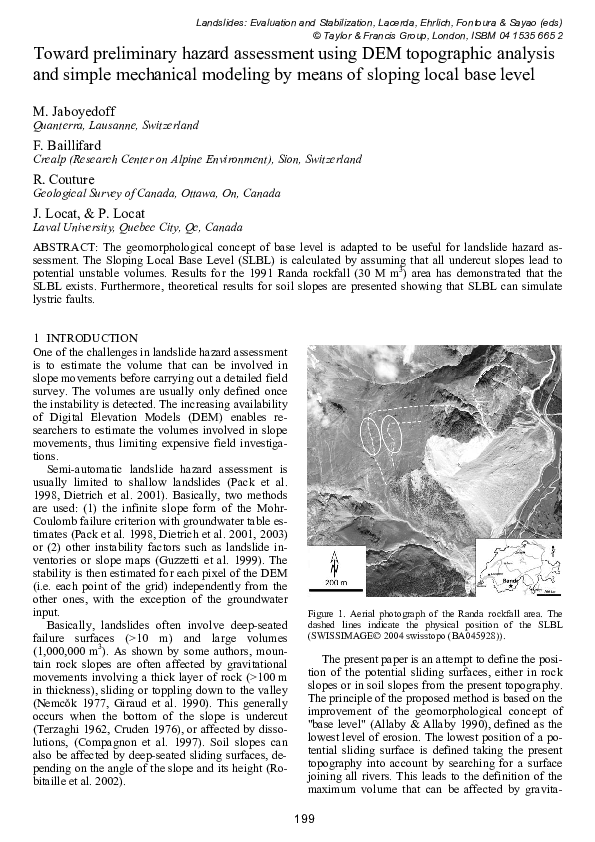 (PDF) Toward preliminary hazard assessment using DEM topographic analysis and simple mechanical ...