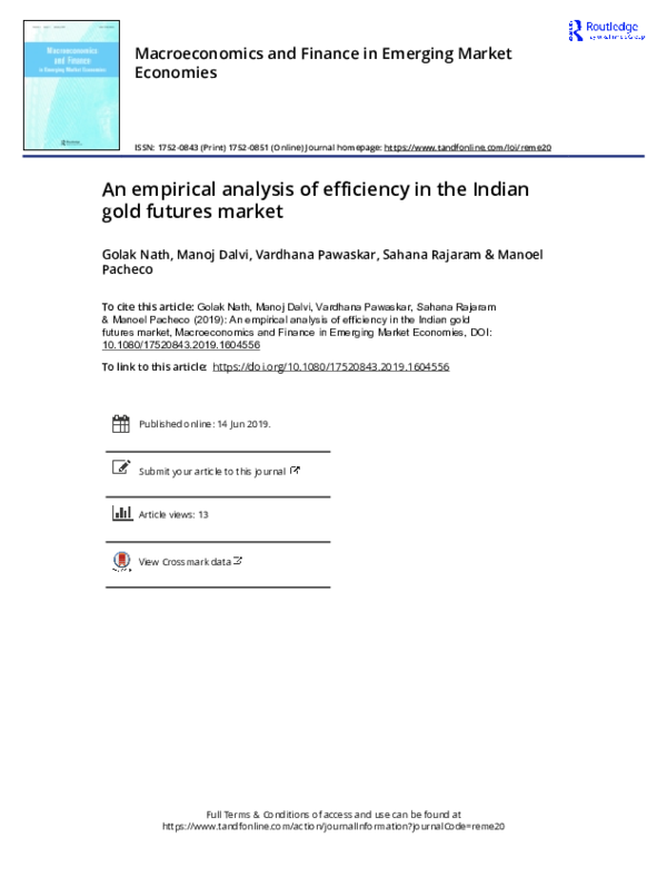 (PDF) An empirical analysis of efficiency in the Indian gold futures market