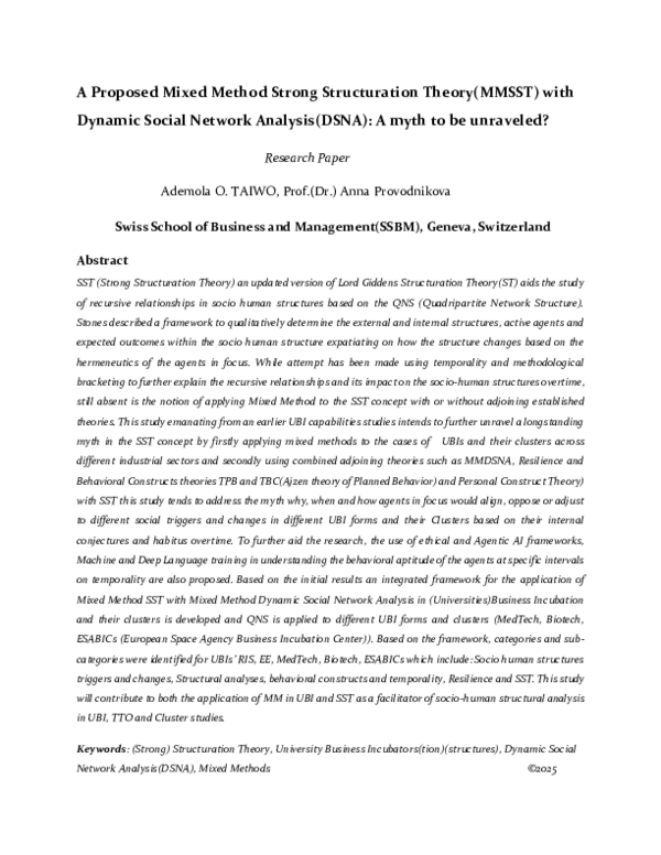 (PDF) A Proposed Mixed Method Strong Structuration Theory with Dynamic ...