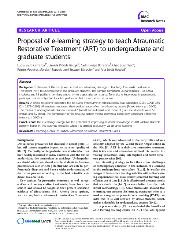 (PDF) Proposal of e-learning strategy to teach Atraumatic Restorative ...