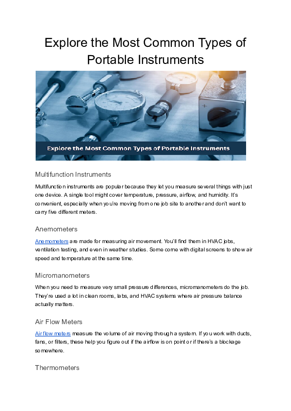 (PDF) Explore the Most Common Types of Portable Instruments ...