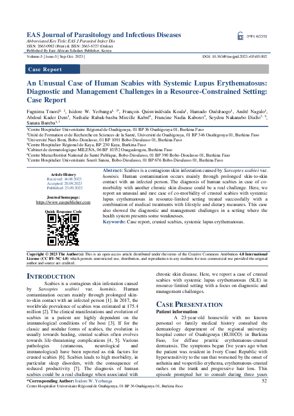 (PDF) An Unusual Case of Human Scabies with Systemic Lupus ...
