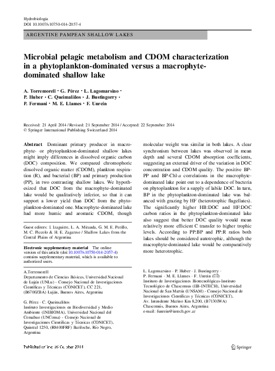 (PDF) Microbial pelagic metabolism and CDOM characterization in a ...