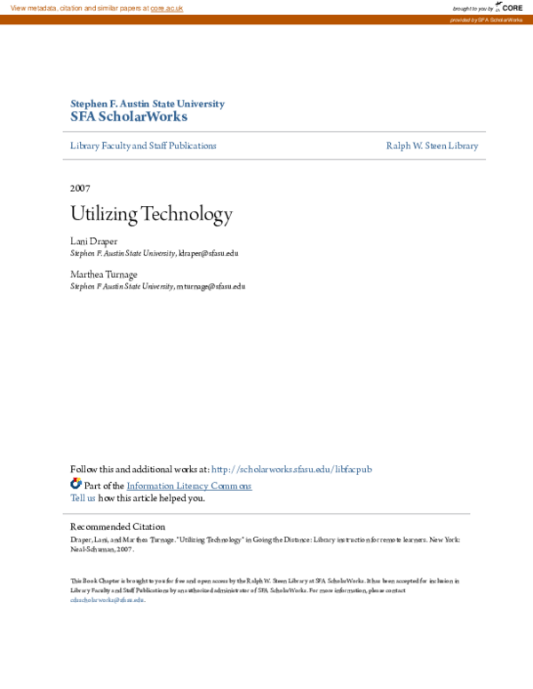 (PDF) Utilizing Technology