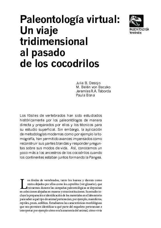 (PDF) Paleontología virtual: un viaje tridimensional al pasado de los cocodrilos