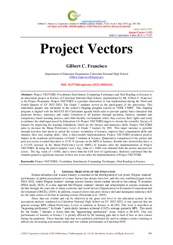 (PDF) Project Vectors