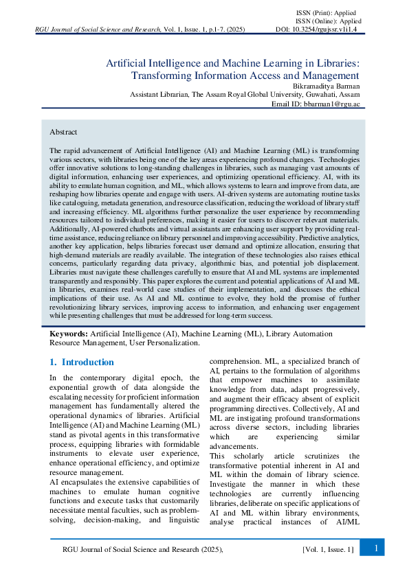 (PDF) Artificial Intelligence and Machine Learning in Libraries Transforming Information Access ...
