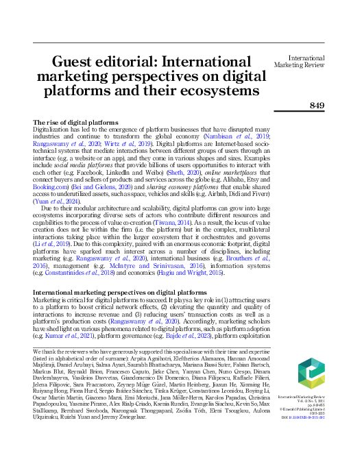 (PDF) International Marketing Perspectives on Digital Platforms and ...