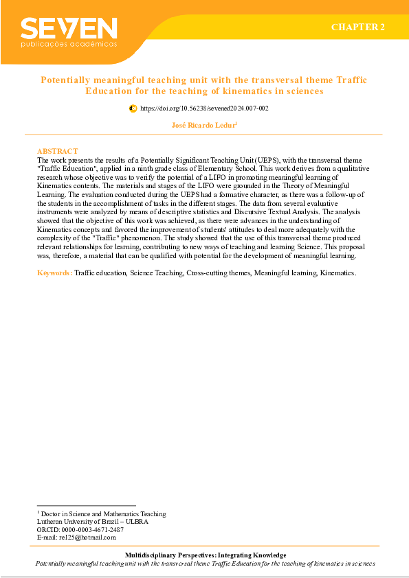 (PDF) Potentially meaningful teaching unit with the transversal theme ...