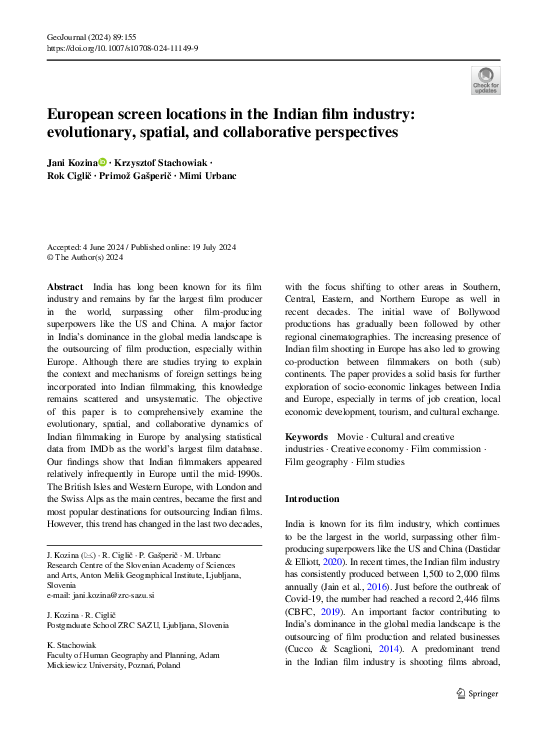 (PDF) European screen locations in the Indian film industry ...