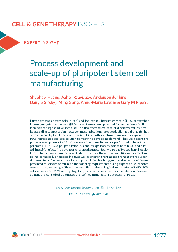 (PDF) Process development and scale-up of pluripotent stem cell ...