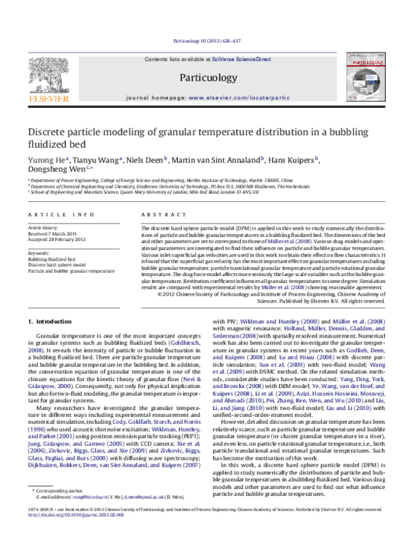(PDF) Discrete particle modeling of granular temperature distribution ...