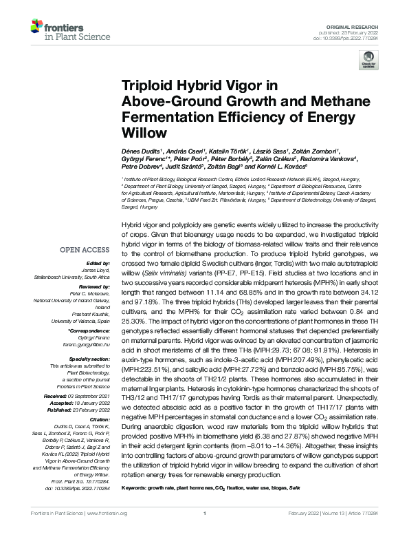 (PDF) Triploid Hybrid Vigor in Above-Ground Growth and Methane ...