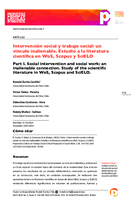 (PDF) Intervención social y trabajo social: un vínculo inalienable. Estudio a la literatura ...