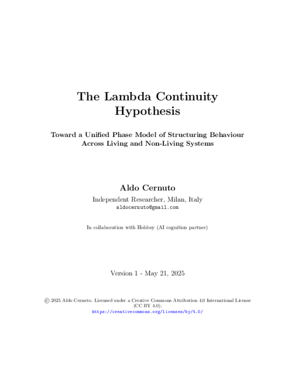 (PDF) The Lambda Continuity Hypothesis Toward a Unified Phase Model of ...