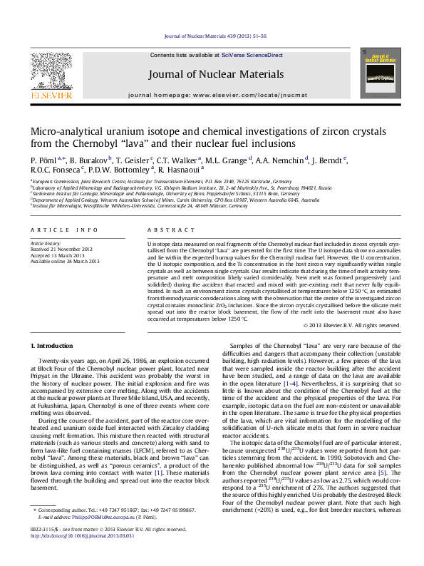 (PDF) Micro-analytical uranium isotope and chemical investigations of ...