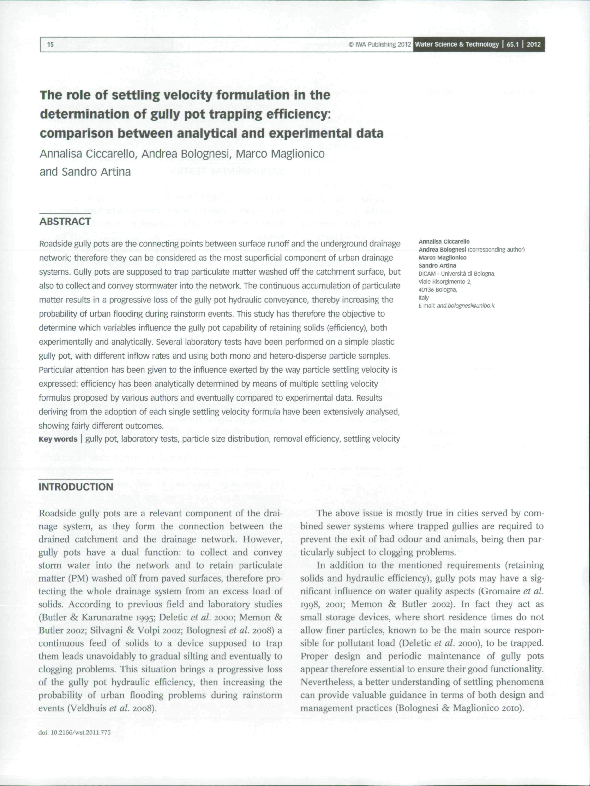 (PDF) The role of settling velocity formulation in the determination of ...