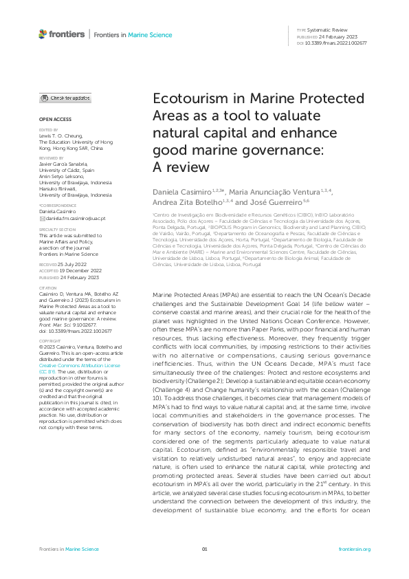 (PDF) Ecotourism in Marine Protected Areas as a tool to valuate natural ...