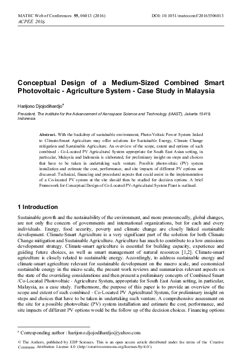 (PDF) Conceptual Design of a Medium-Sized Combined Smart Photovoltaic - Agriculture System ...