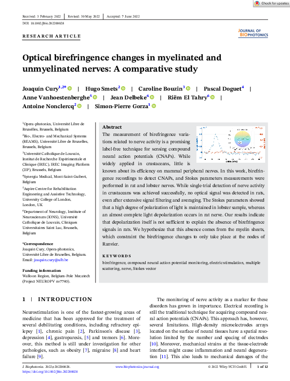 (PDF) Optical birefringence changes in myelinated and unmyelinated nerves: A comparative study
