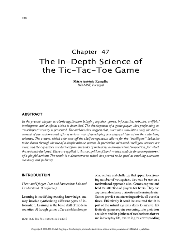 (PDF) The In-Depth Science of the Tic-Tac-Toe Game