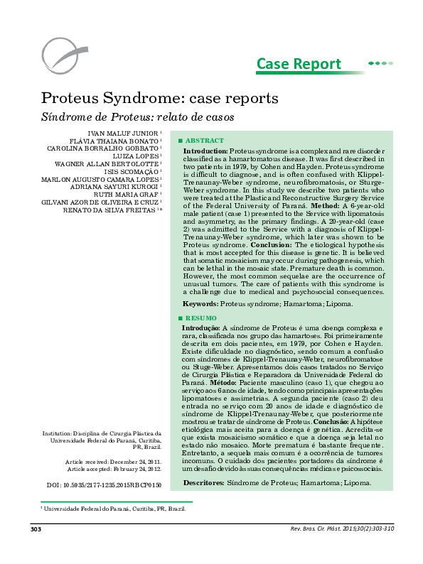 (PDF) Proteus Syndrome : case reports Case Report Síndrome de Proteus ...