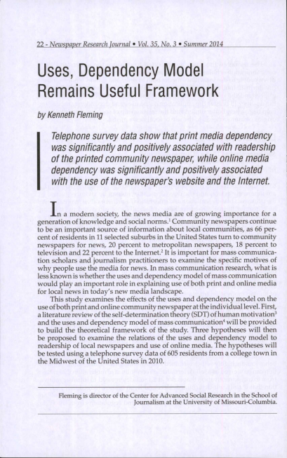 (PDF) Uses, Dependency Model Remains Useful Framework