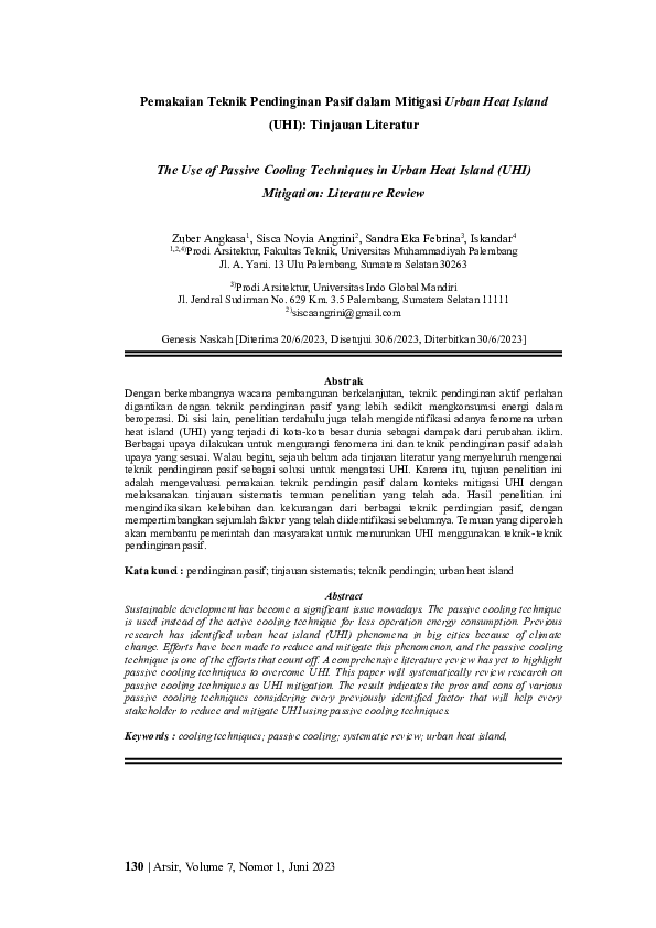 (PDF) Pemakaian Teknik Pendinginan Pasif Dalam Mitigasi Urban Heat ...