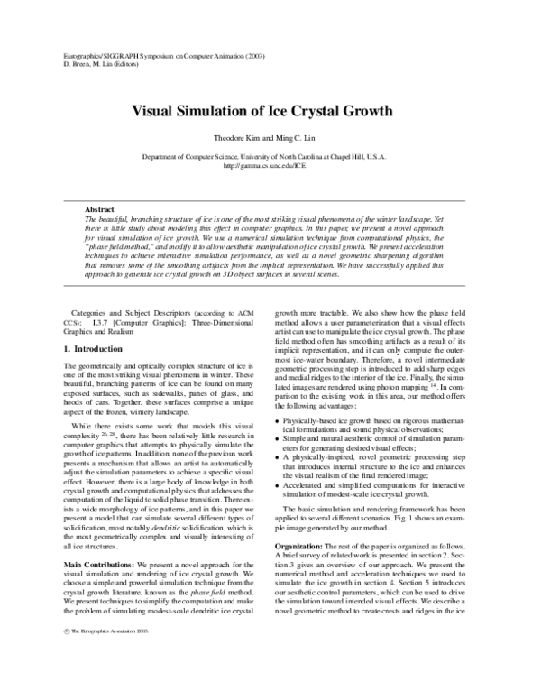 (PDF) Visual simulation of ice crystal growth
