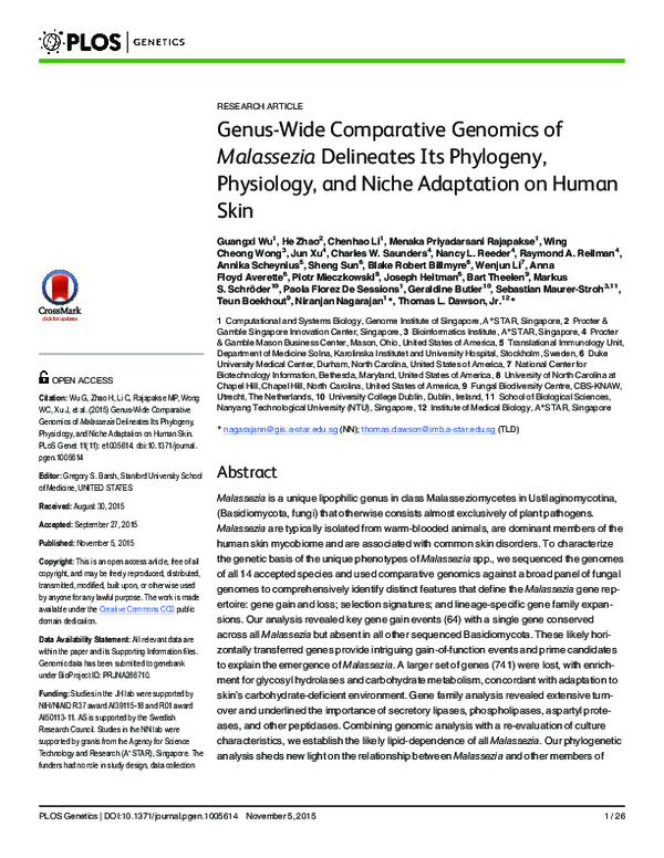 (PDF) Genus-Wide Comparative Genomics of Malassezia Delineates Its ...