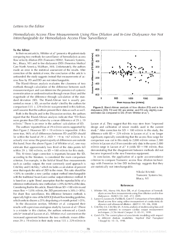 (PDF) Hemodialysis Access Flow Measurements Using Flow Dilution and In ...