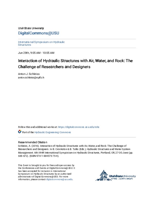 (PDF) Interaction of Hydraulic Structures with Air, Water, and Rock ...