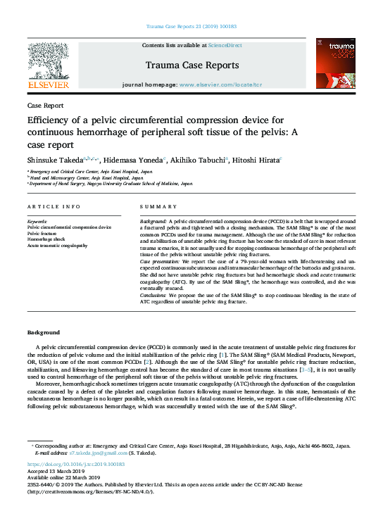 (PDF) Efficiency of a pelvic circumferential compression device for ...