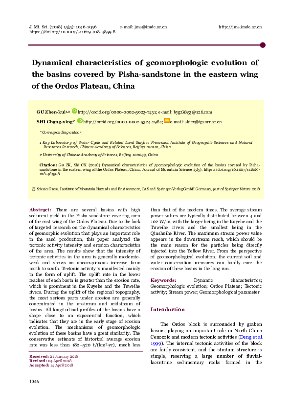 (PDF) Dynamical characteristics of geomorphologic evolution of the ...